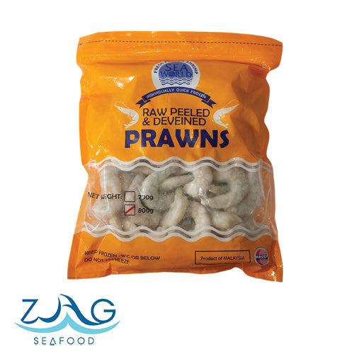 Raw Peeled & Deveined Frozen Prawns (Green Meat) | ZAG Seafood